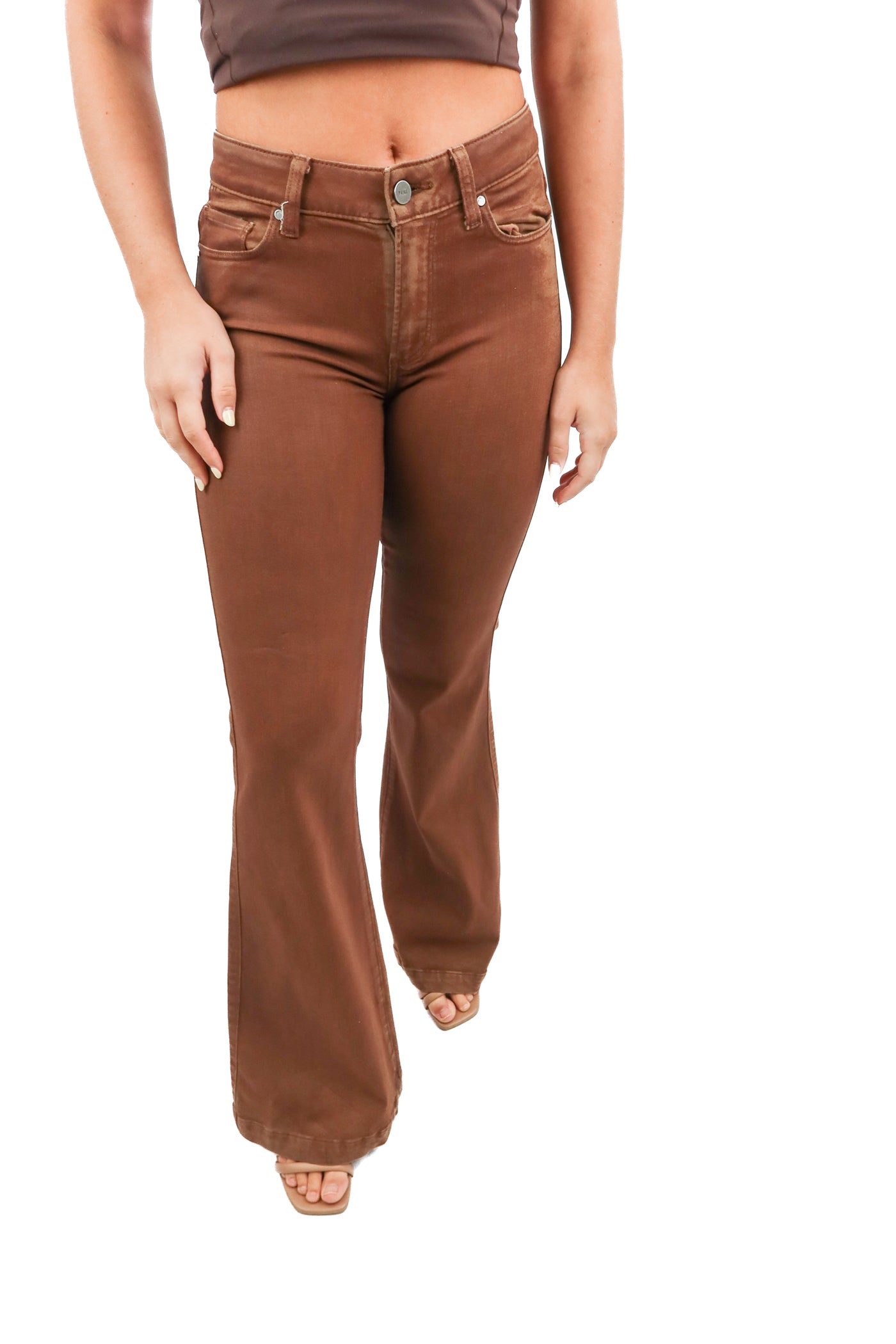 paige brown waxed jeans (24; retail $279) – Well-Dressed